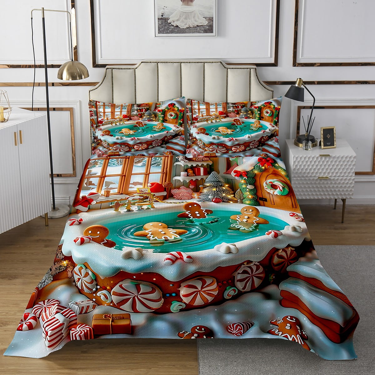 YST Gingerbread Man King Quilt Bedding Set,Cute Colorful Candy ...