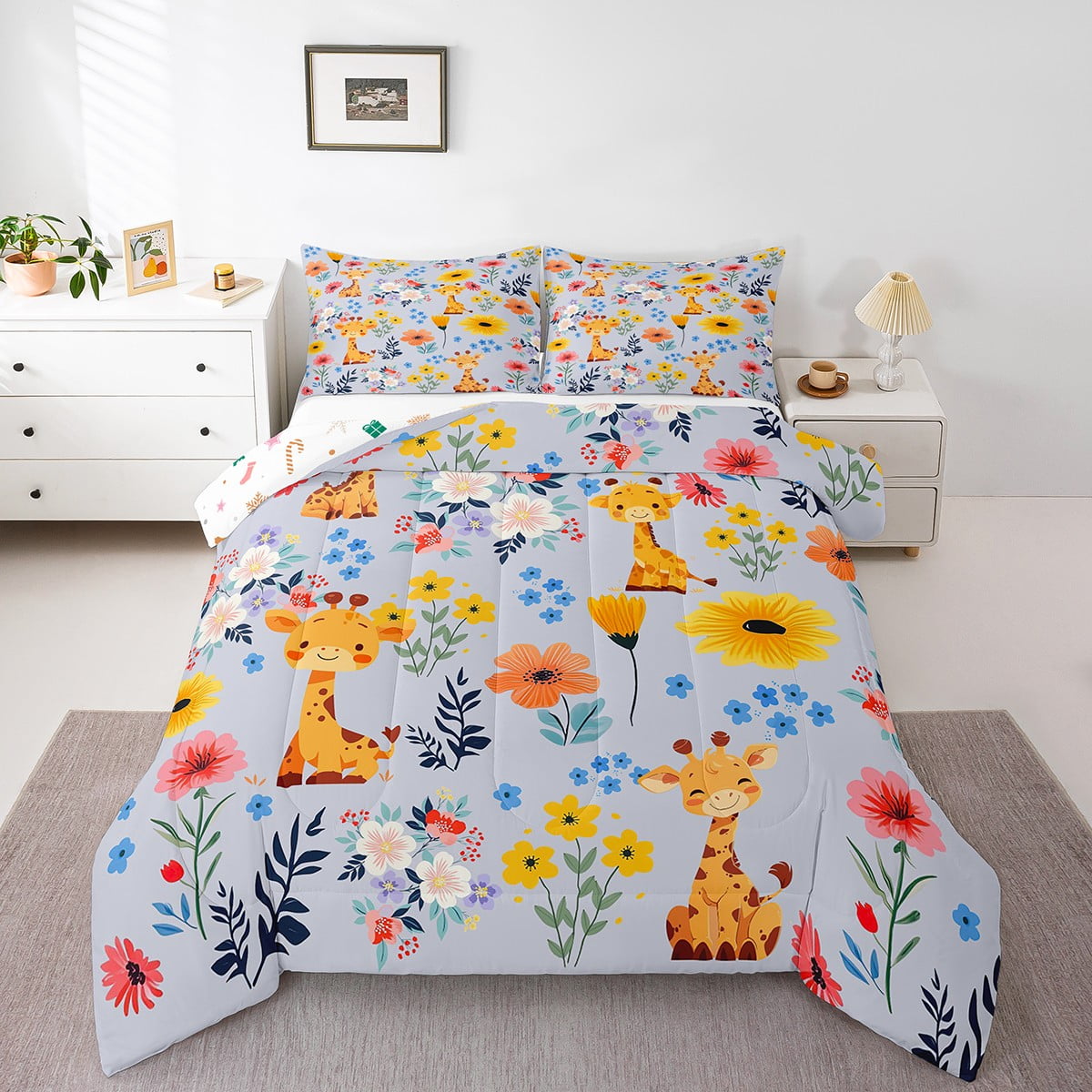 YST Giraffe Comforter Set Cute Giraffes Bedding Full Size For Girls ...