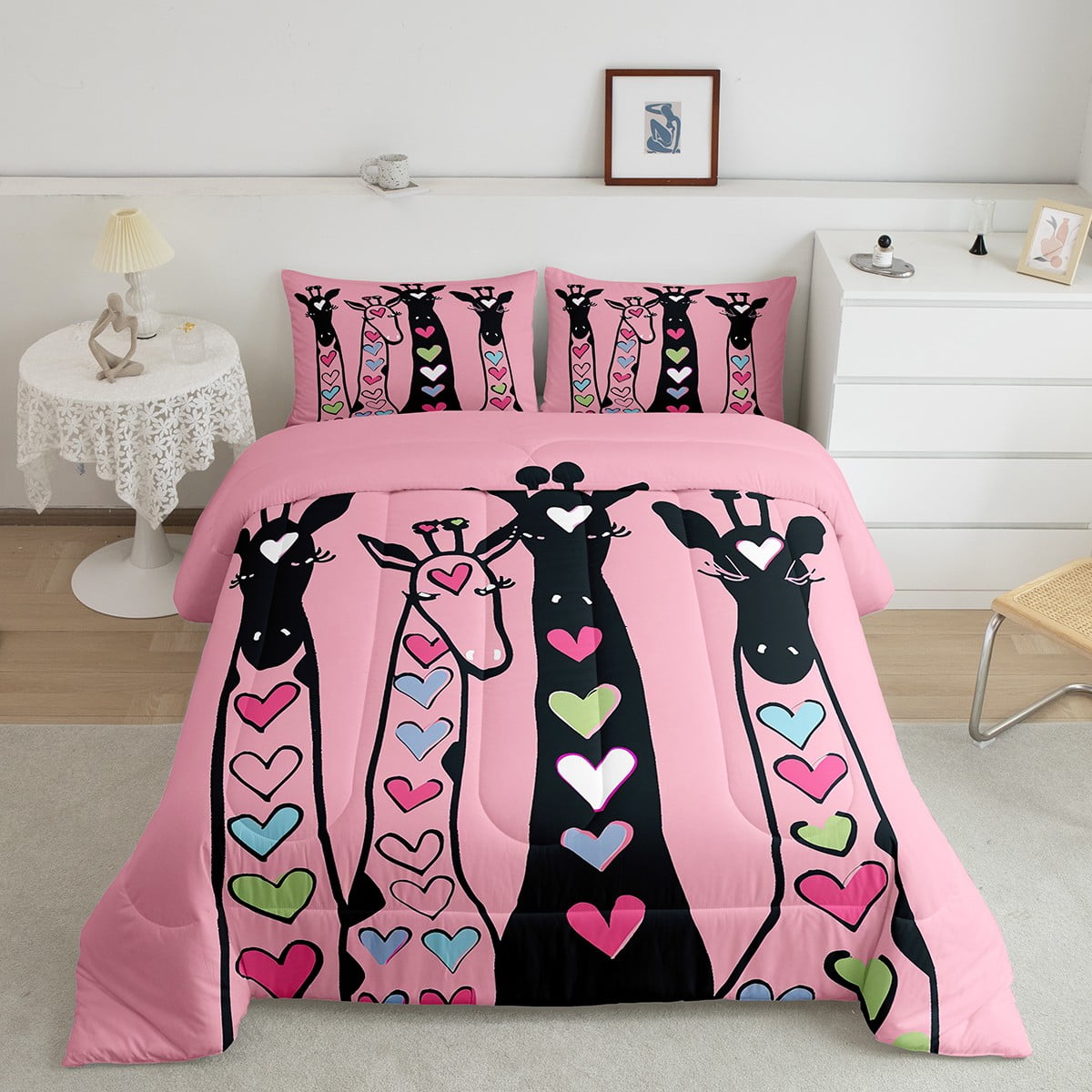 YST Giraffe Comforter Set Queen Size,Cartoon Funny Animal Bedding Set ...