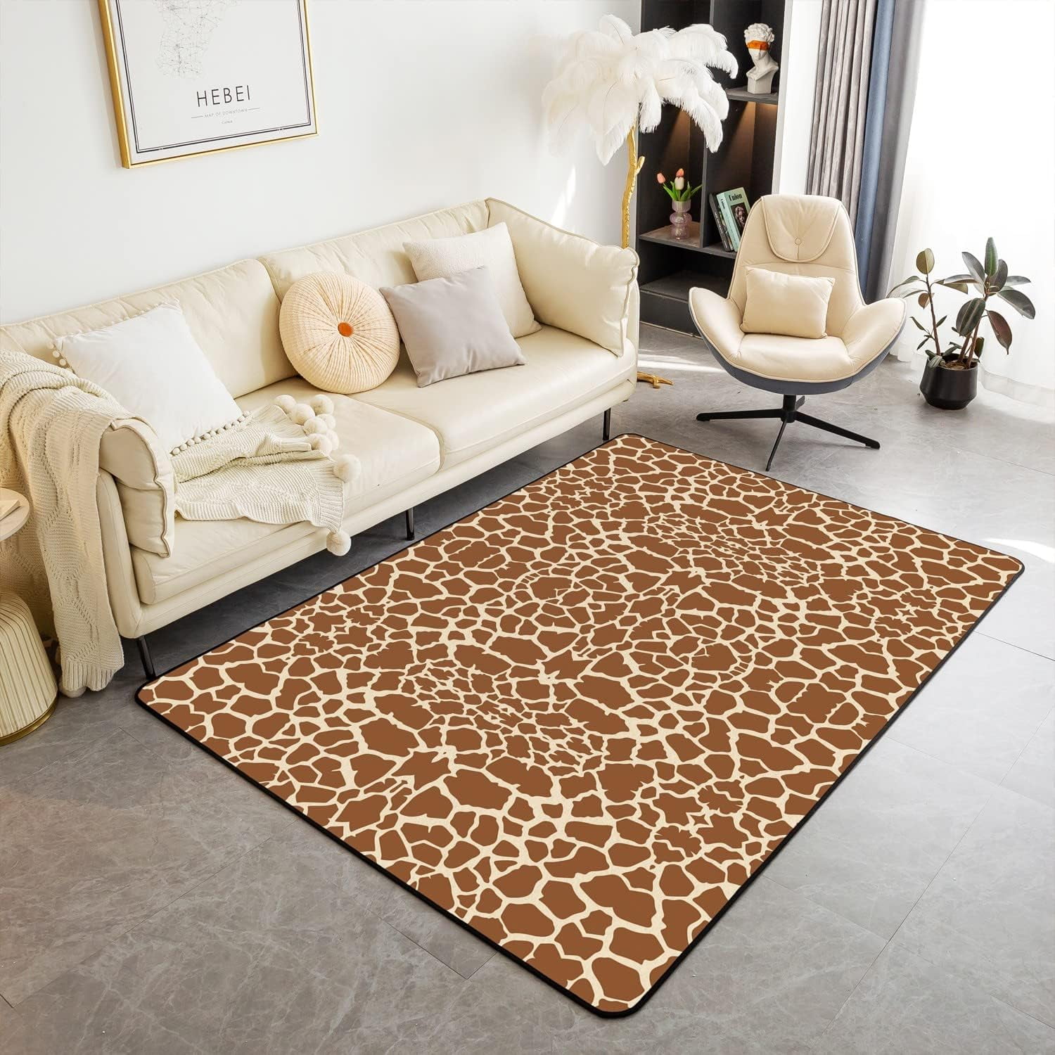 YST Giraffe Print Area Rug 3x5 Geometric Brown Giraffe Rug Wild Animal ...