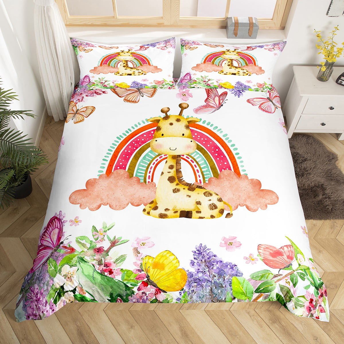 Erosebridal Giraffe Print Bed Sets Cute Animal Duvet Cover, Kawaii ...