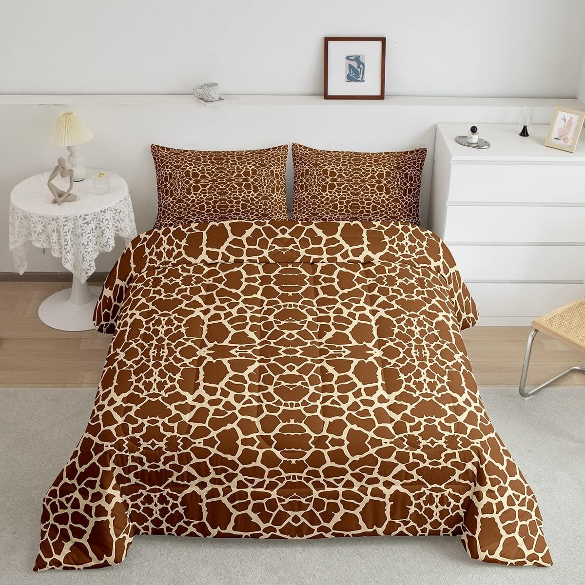 YST Giraffe Print Comforter Set Queen for Boys Men Geometric Brown ...