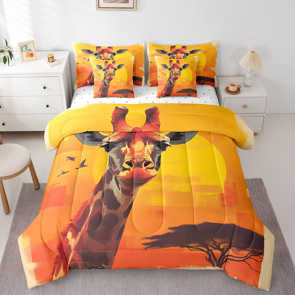 YST Giraffe Queen Comforter Set 7-Piece For Kids Boys Girls Animal ...