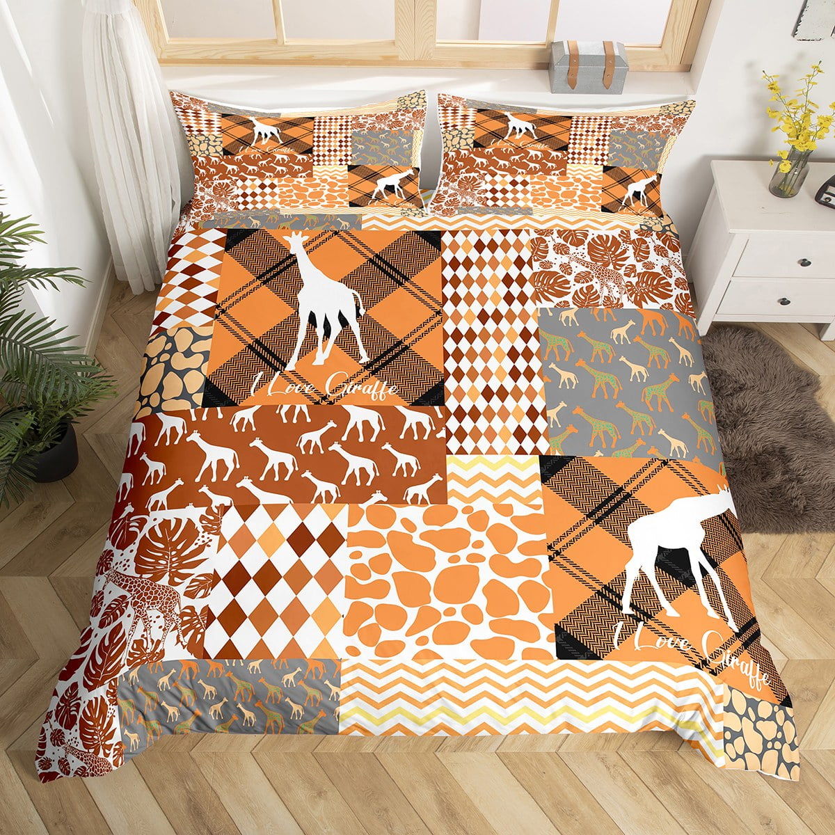 YST Giraffe Silhouette Duvet Cover Full Wild Animal Print Bedding Set ...