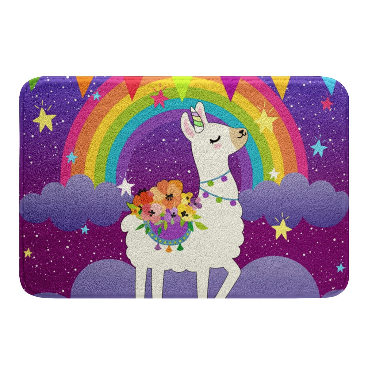 Erosebridal Alpaca Bathroom Rugs 16"x24"y Bath Mat Cute Rainbow Unicorn ...