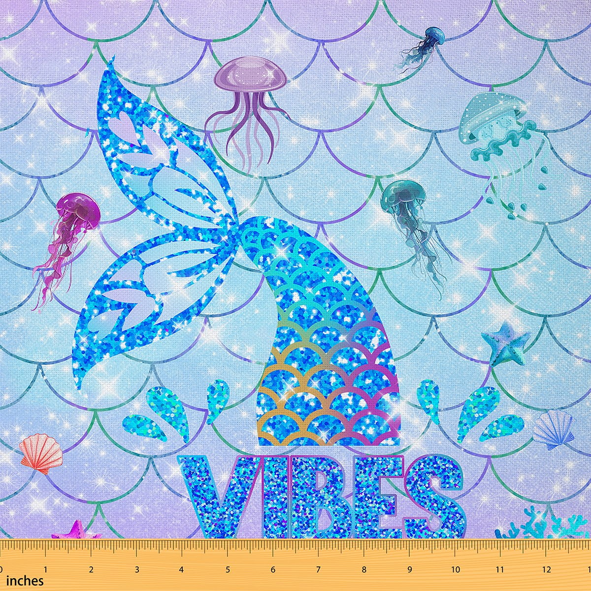 Erosebridal Blue Mermaid Tail Fabric By The Yard 5 Yards Ombre Fish ...