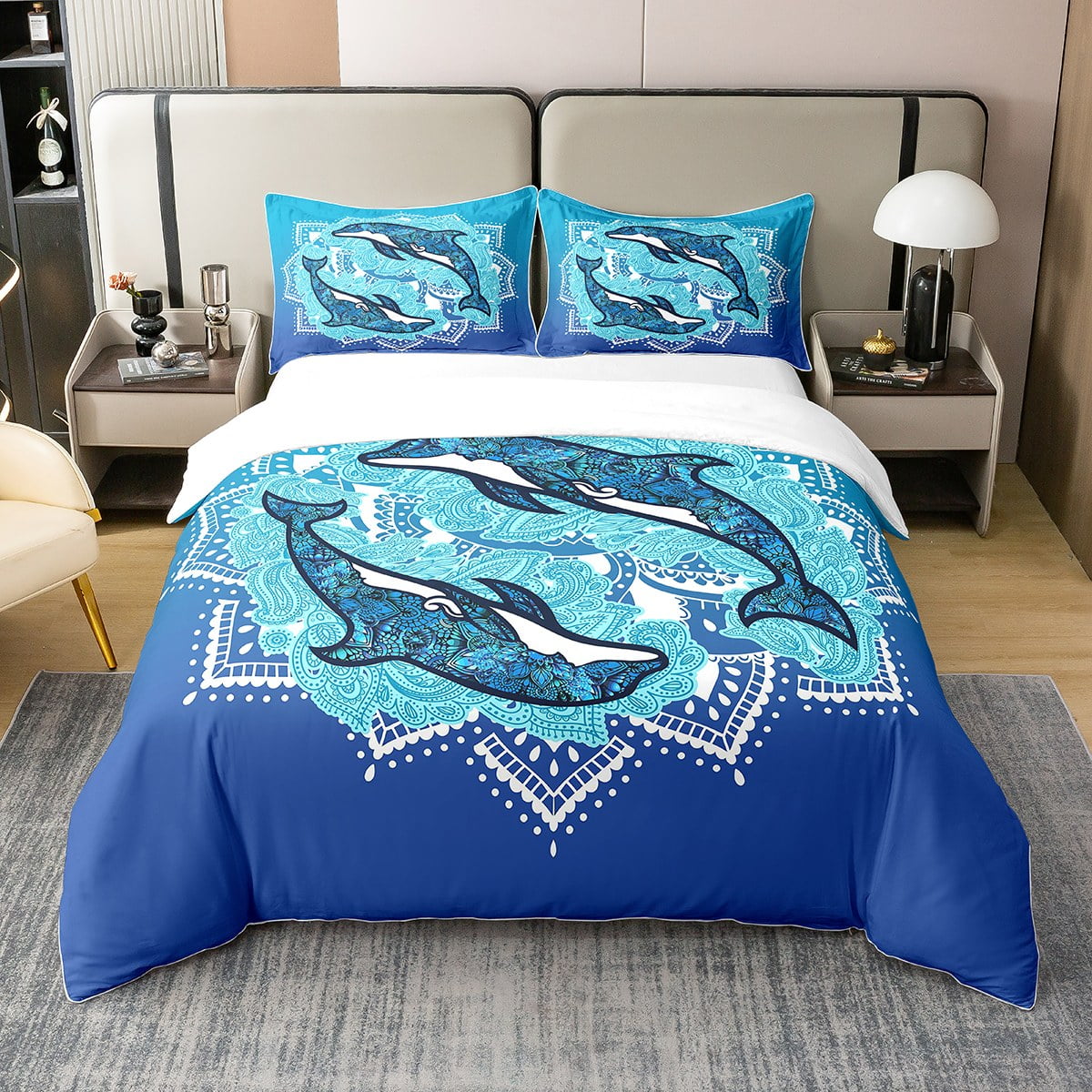 YST Girls Bohemia 100% Cotton Duvet Cover Twin,Retro Dolphin Bedding ...