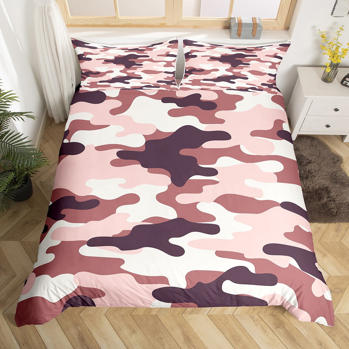 YST Girls Camouflage Comforter Cover Pink Camo Bed Set for Boys ...