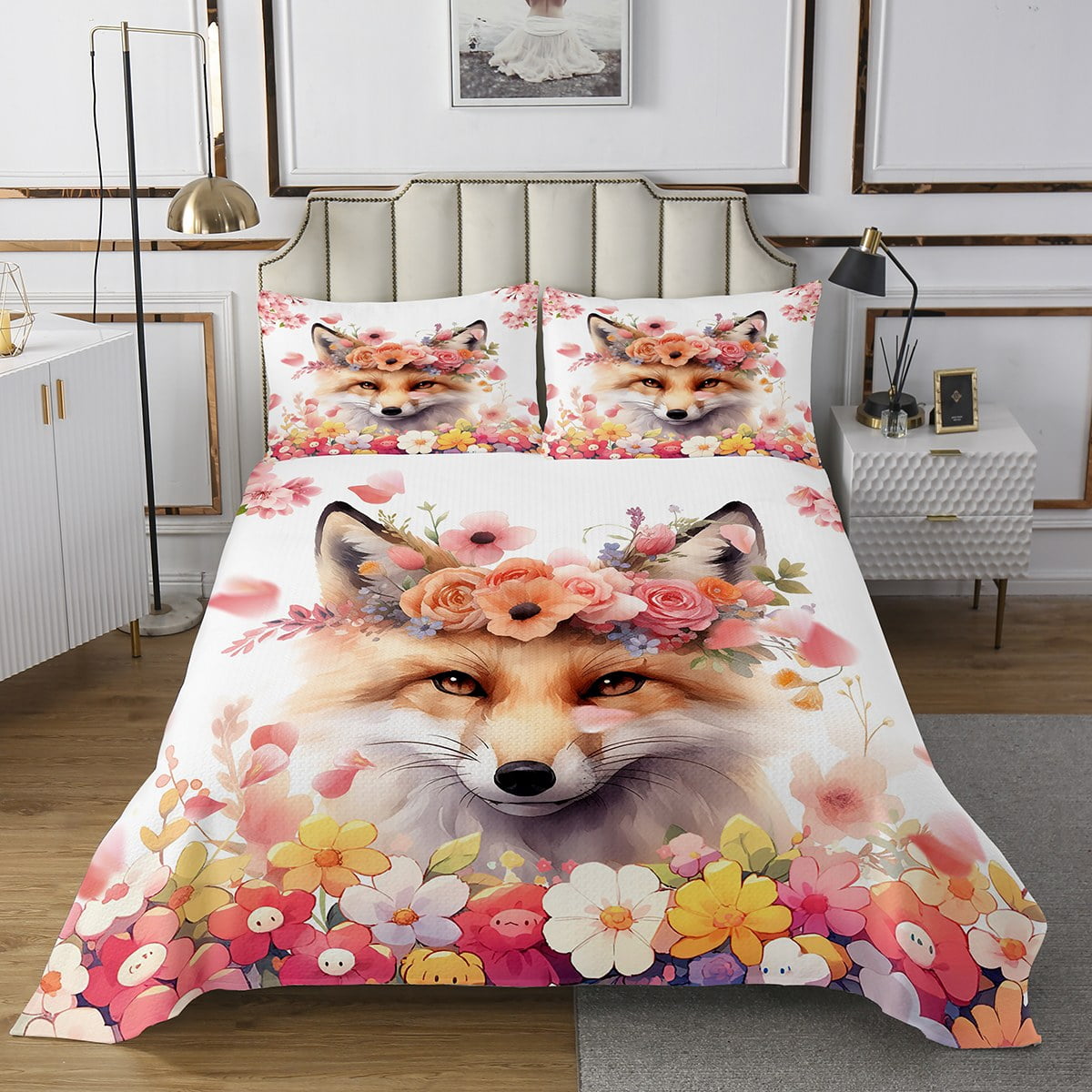 Erosebridal Cartoon Fox Bedspread Set Cute Lovely Fox Coverlet Set ...