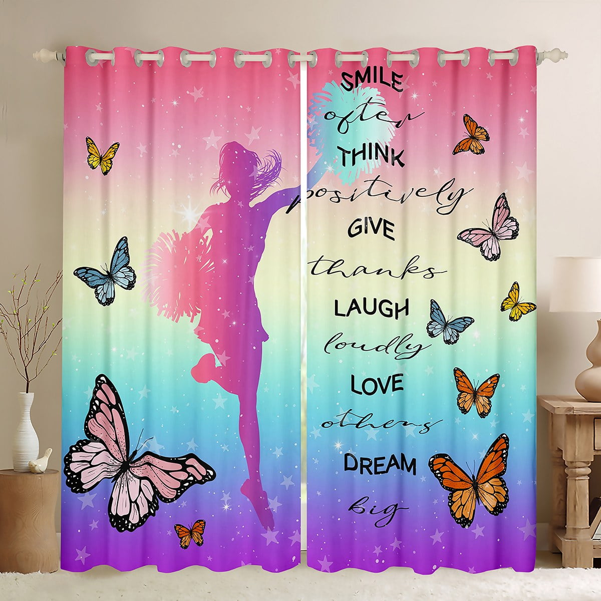 Erosebridal Cheerleading Blackout Curtains Pink Purple Curtains ...