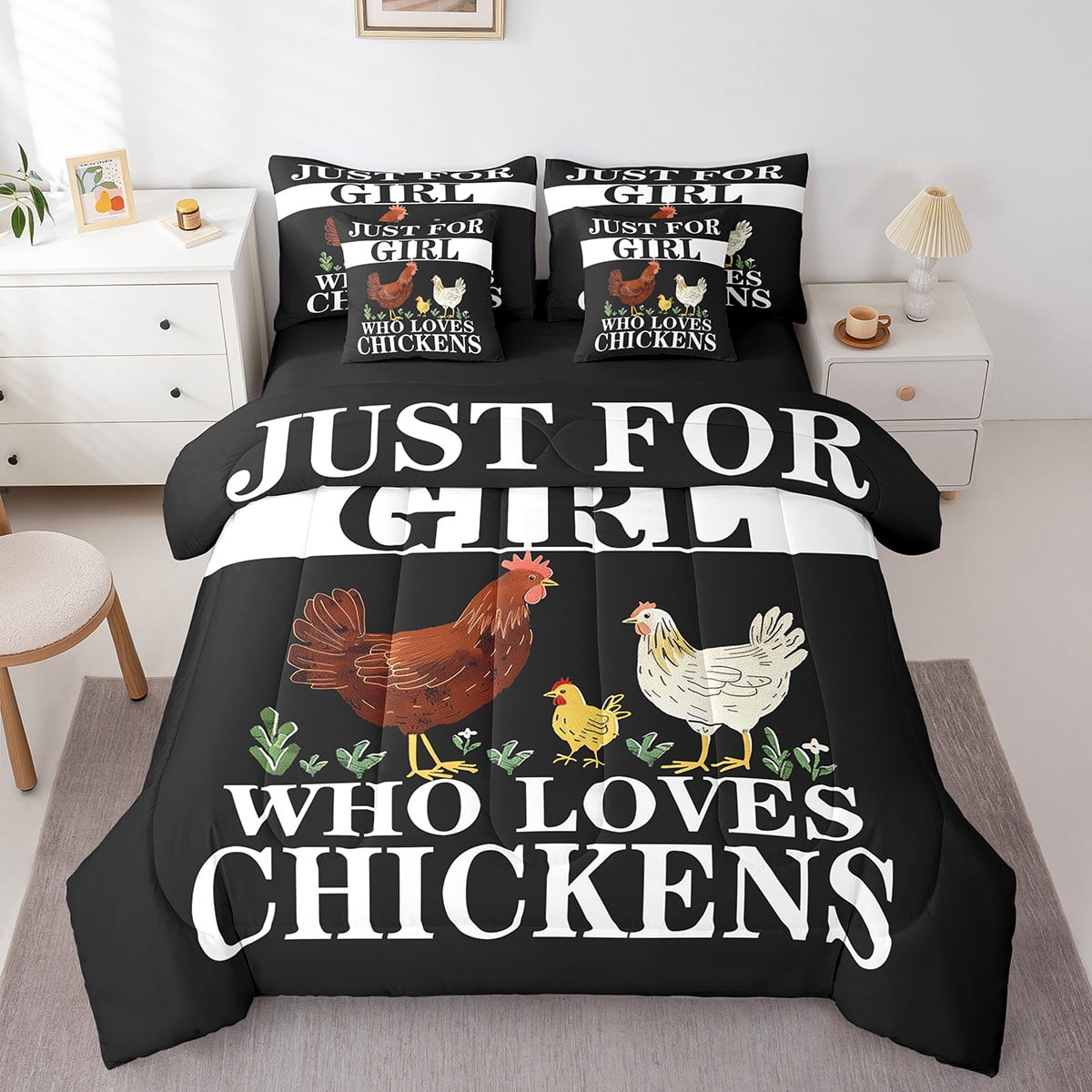 Chicken Bed In A Bag Twin 7 Piece,Rustic Farmhouse Animal Comforter Set ...
