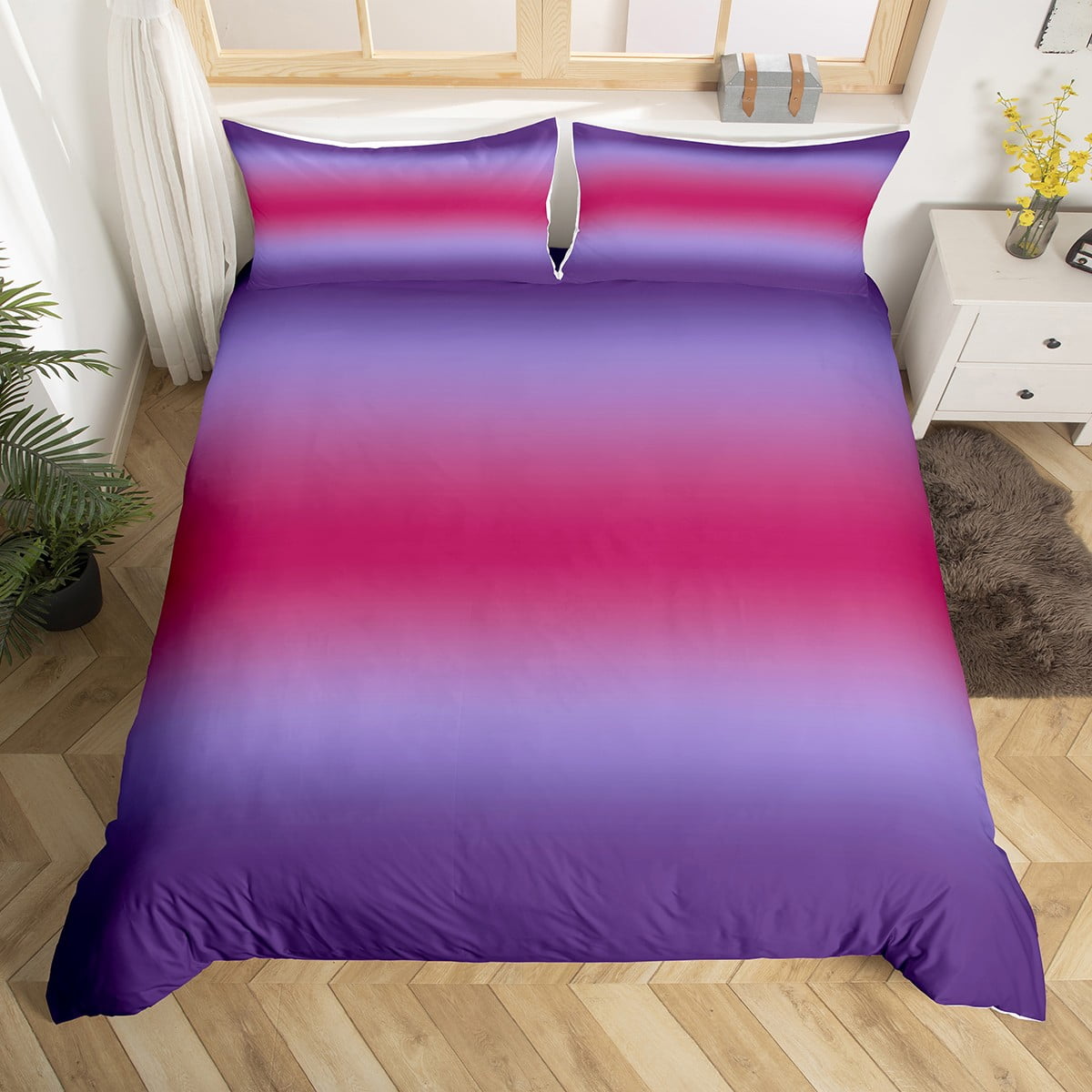 YST Girls Comforter Cover Gradient Pink Purple Duvet Cover Colorful ...