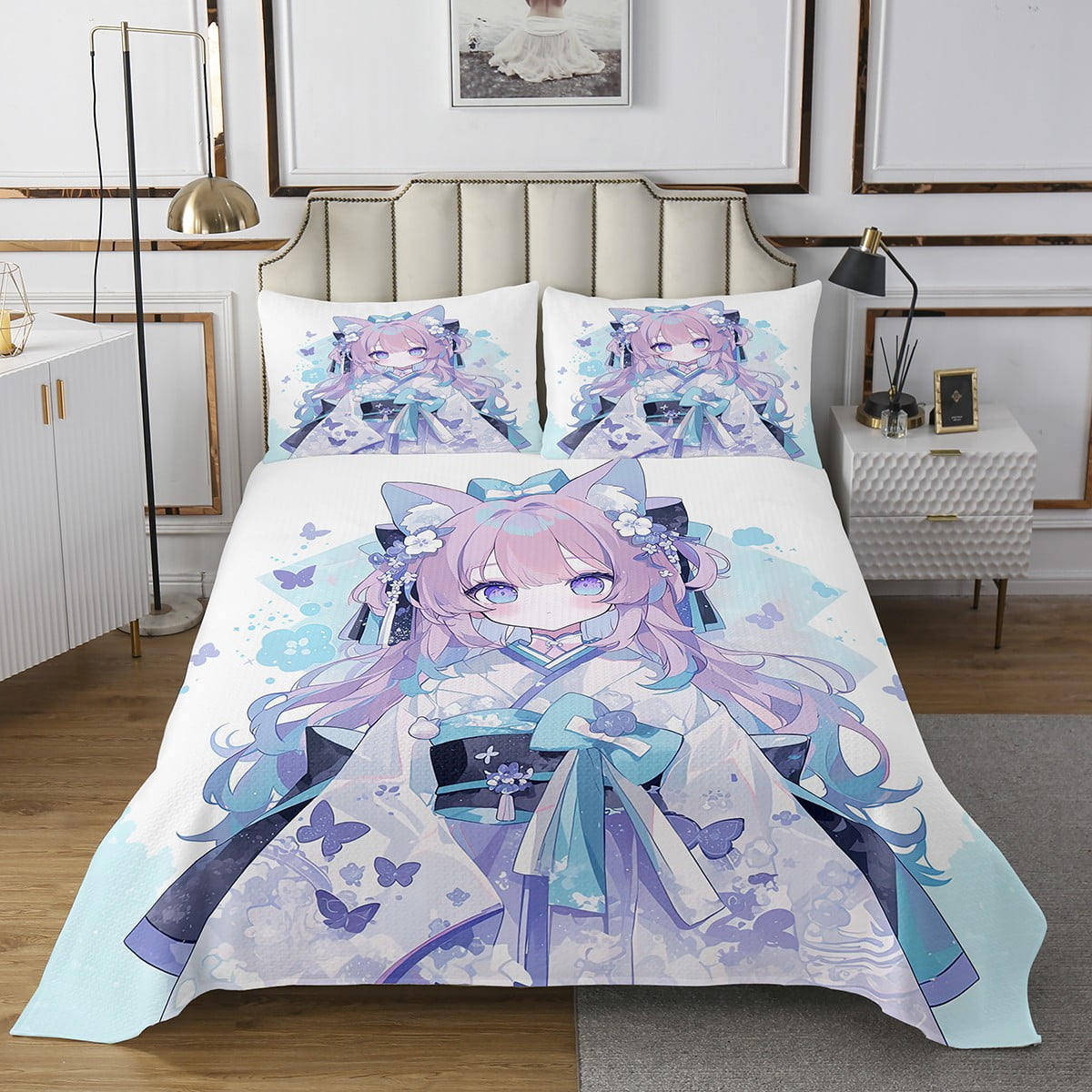 Coverlet Set Japanese Style Quilt Set Twin,3D Anime Bedspread Set ...