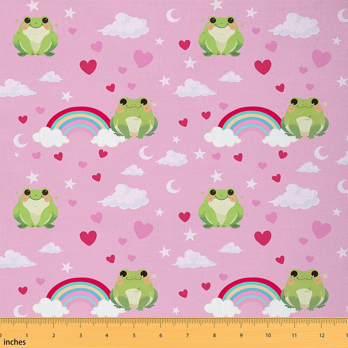 YST Girls Cute Frog Fabric by The Yard Rainbow Clouds Upholstery Fabric ...