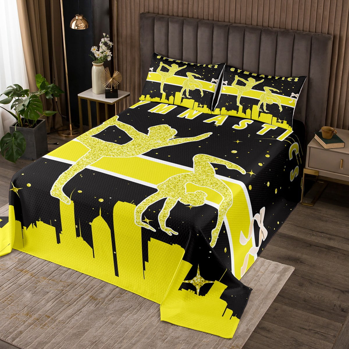 YST Girls Dance Coverlet Twin Size Gymnastics Bedding Set for Kids ...