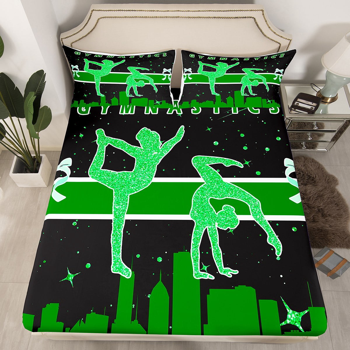 Erosebridal Dance Queen Sheets Black Green Bed Sheets, Gymnast ...