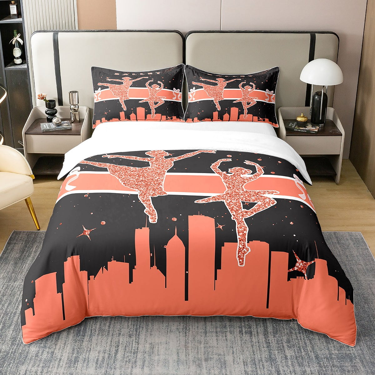 YST Girls Dusty Pink 100% Cotton Comforter Cover Ballet Dance Bed Set ...