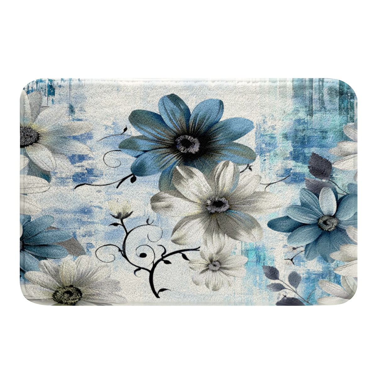 YST Girls Flower Bathroom Rug Non Slip Daisy Floral Bath Mat for Women ...