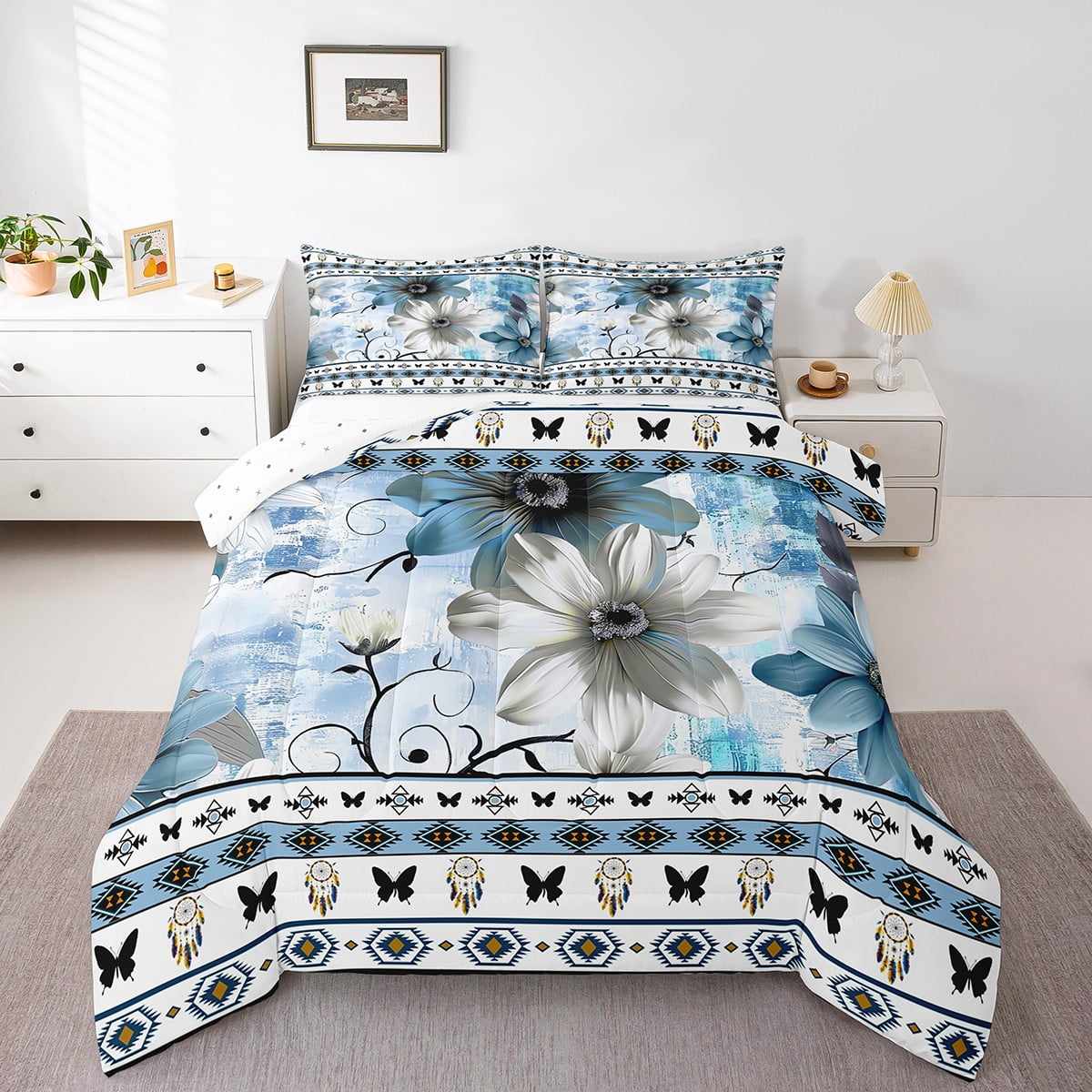 YST Girls Flower Full Size Comforter Set Daisy Floral Bedding Set for ...