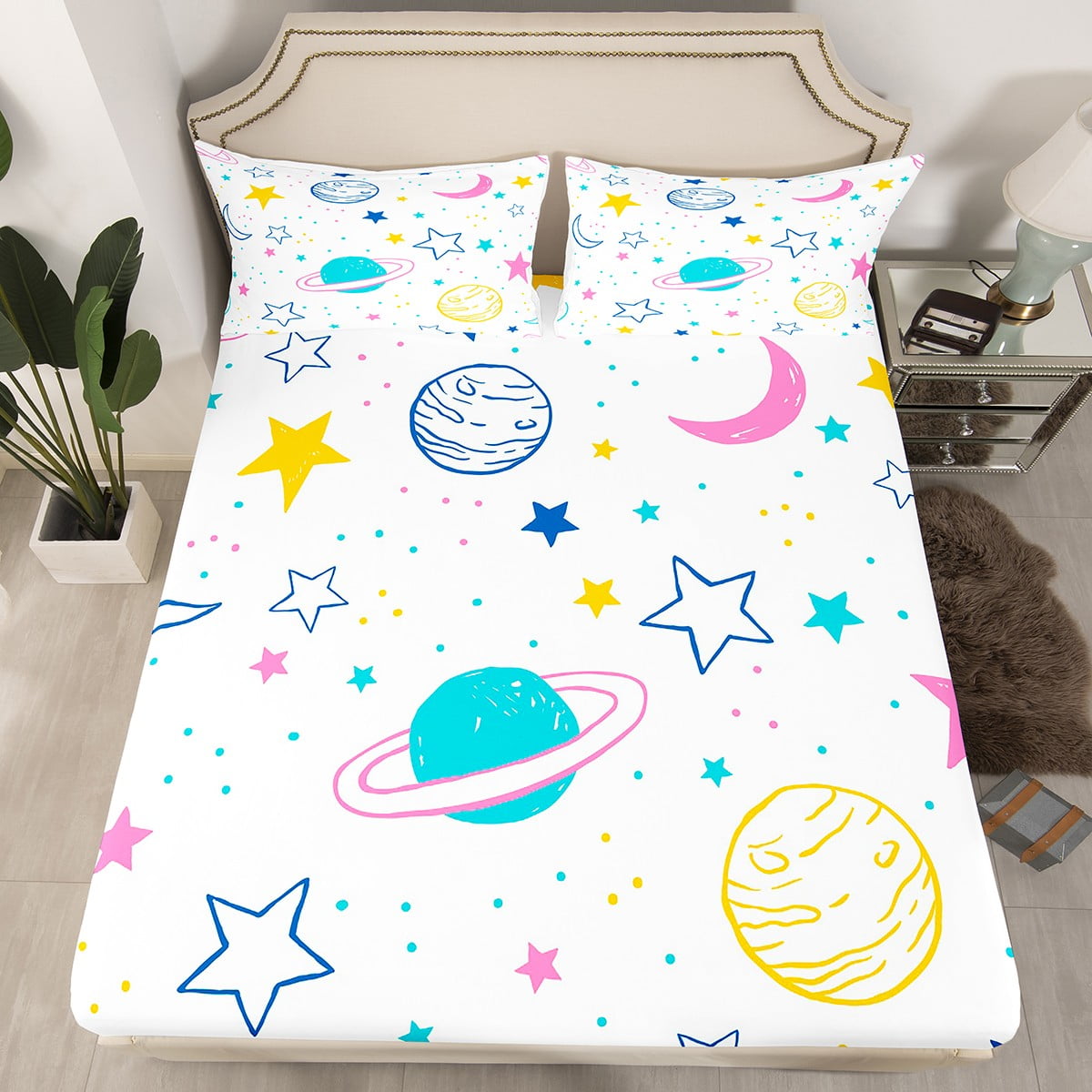 Erosebridal Galaxy Fitted Sheet Queen Outer Space Bed Sheets Solar ...