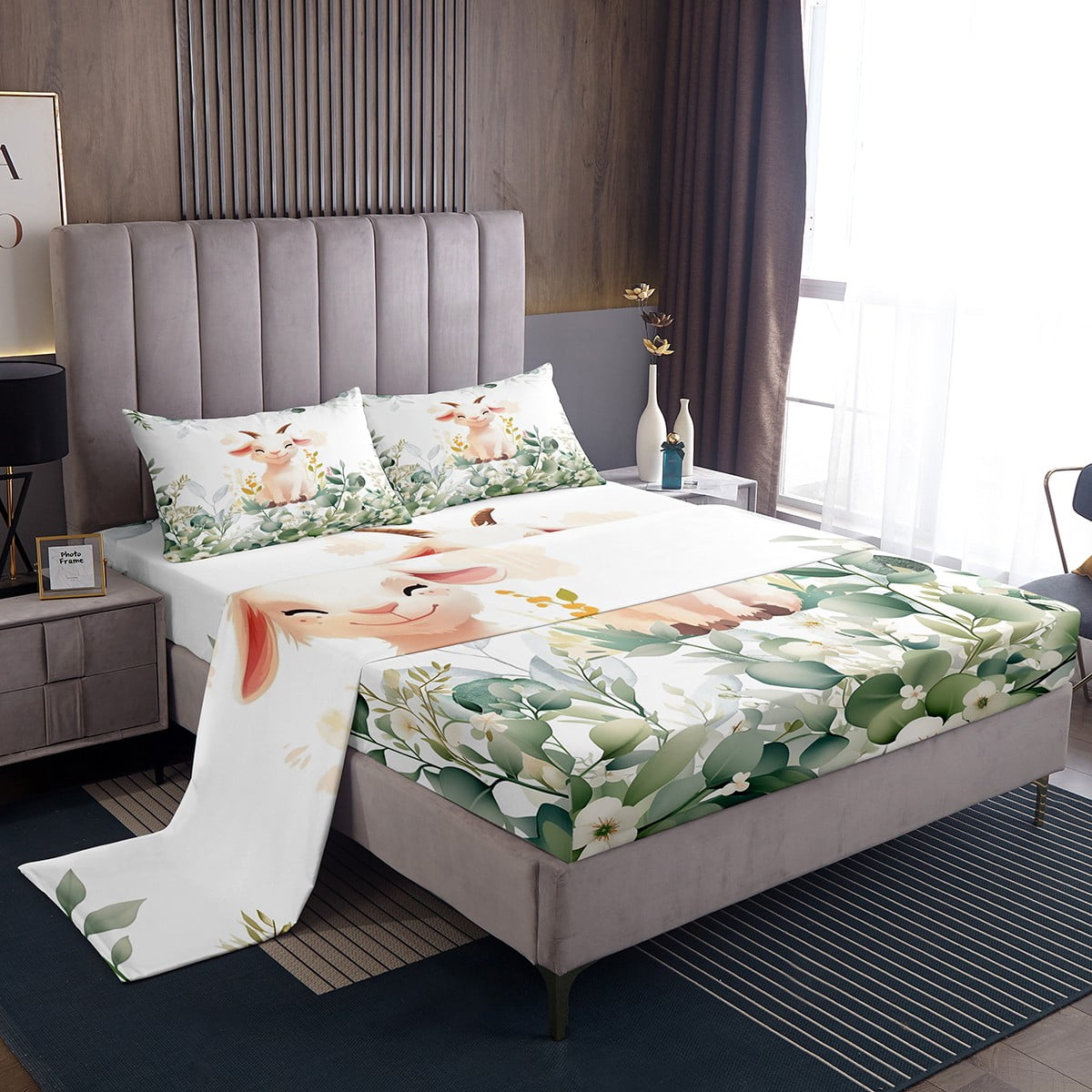 YST Girls Kawaii Animal Sheet Set Cute Goat Sheep Bed Sheets Set ...