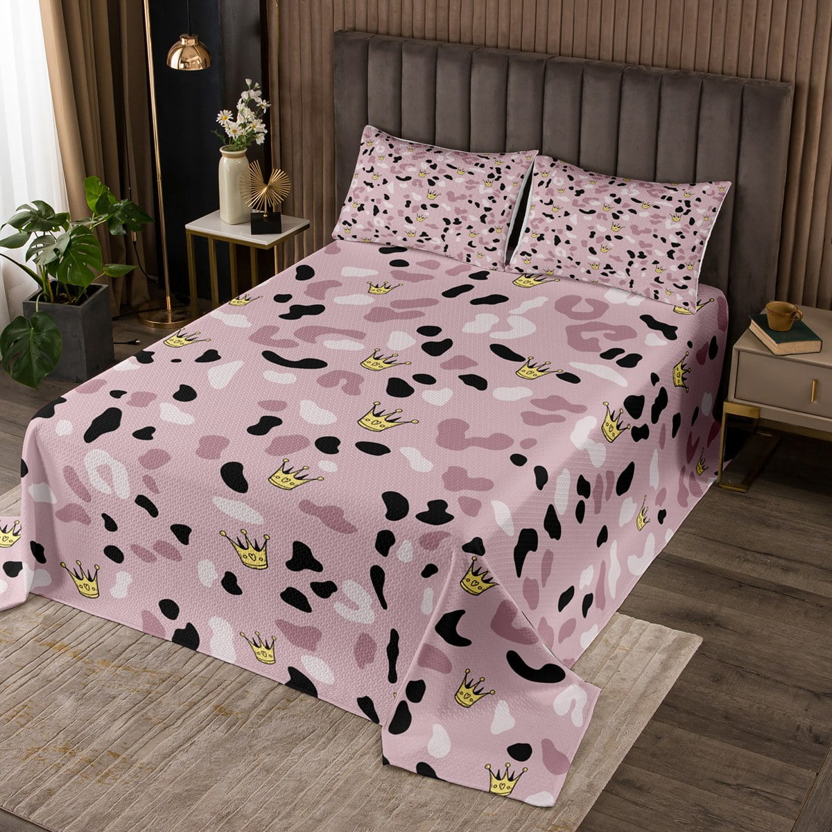 Erosebridal Pink Coverlet King Size Girly Leopard Print Bedding Set ...