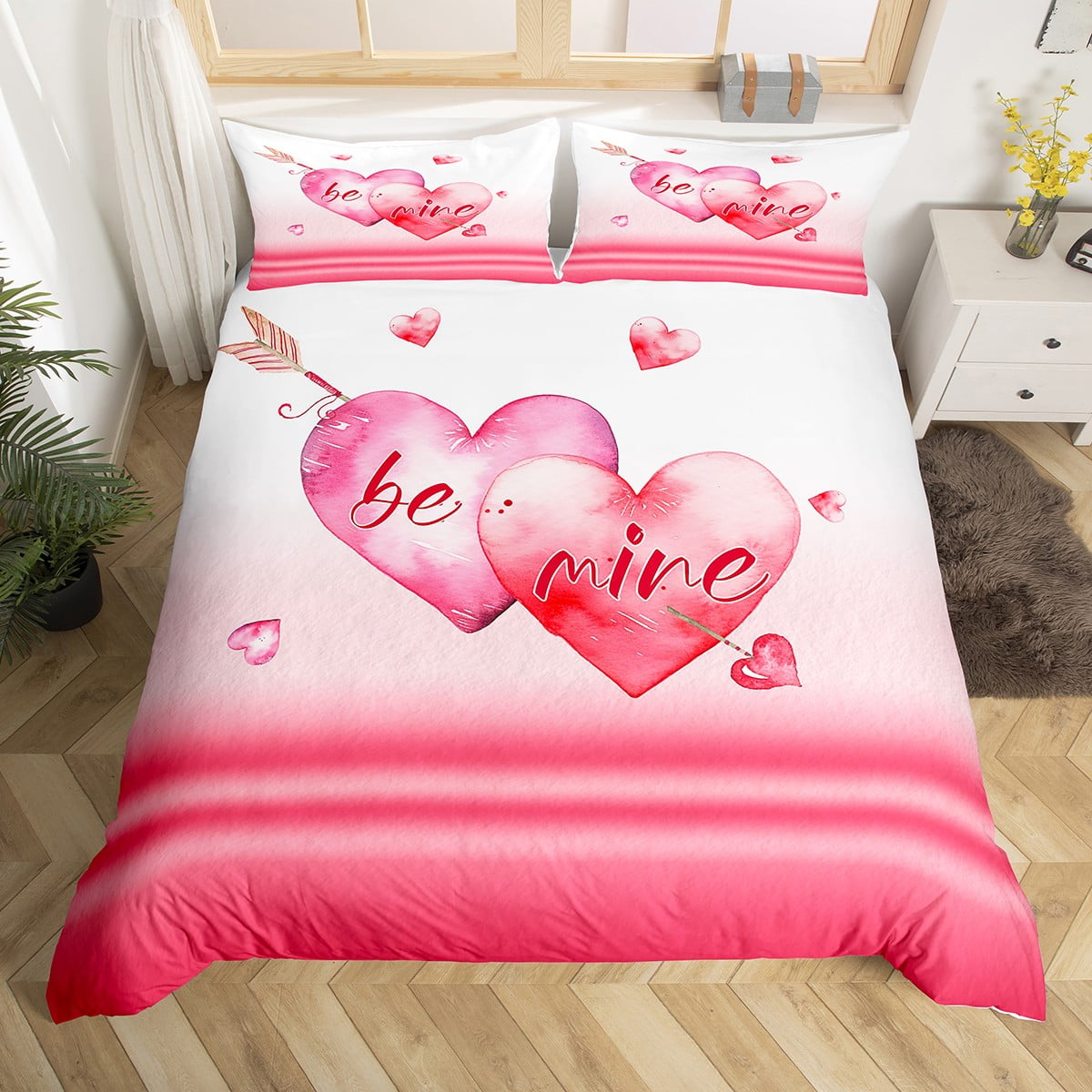 YST Girls Pink Duvet Cover Love Hearts Bedding Set for You & Me Lovely ...