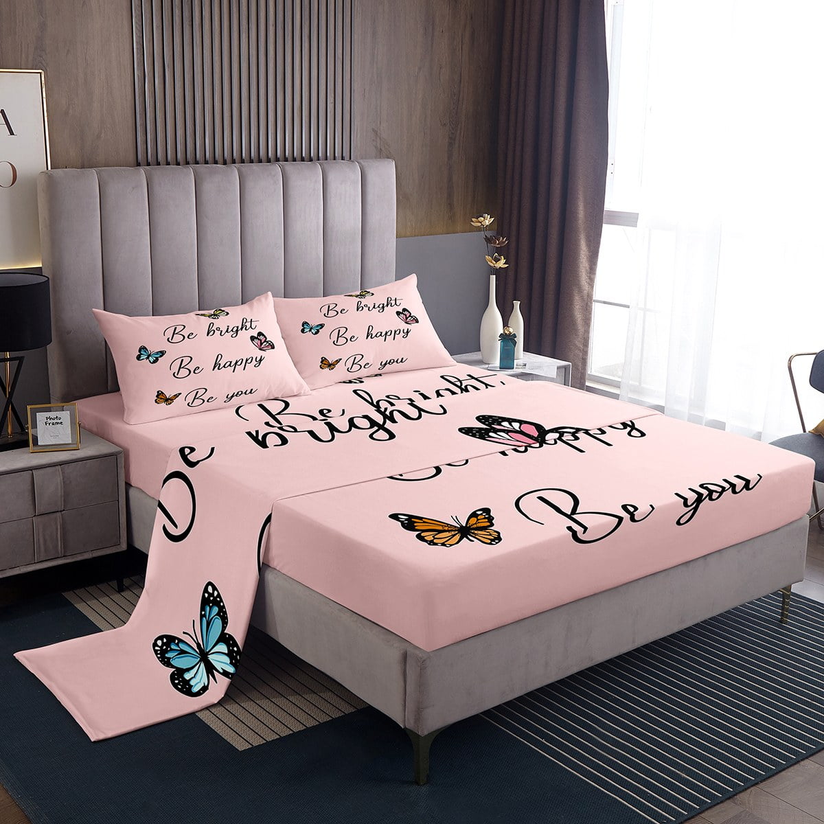 Pink Twin Sheet Set Rainbow Butterfly Sheets, Dreaming Pastel Bed Set ...