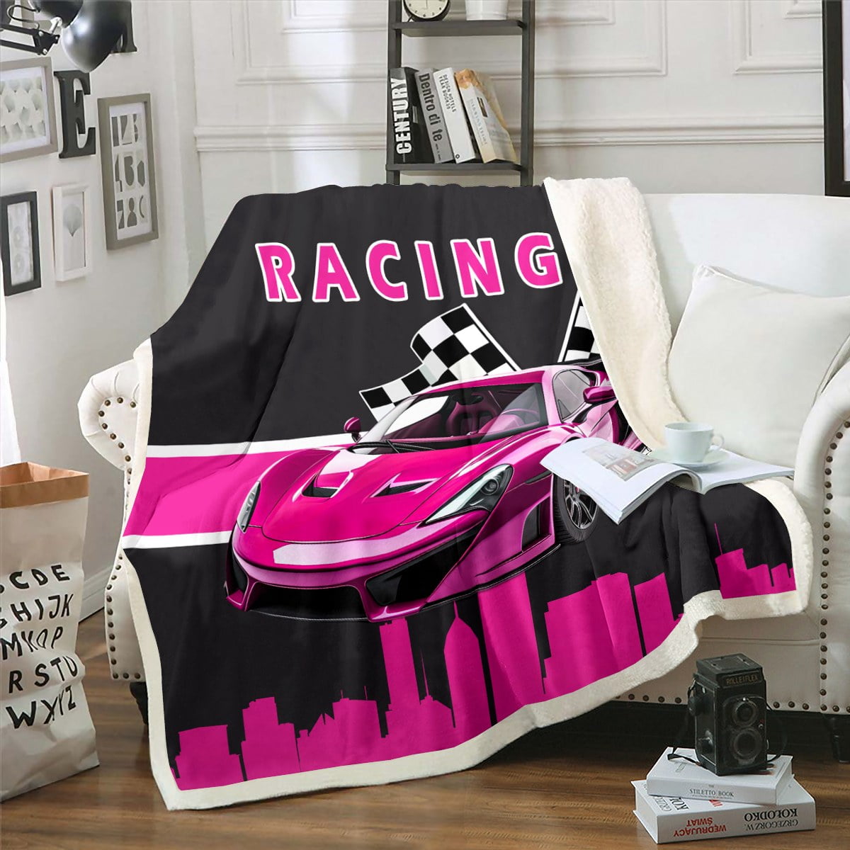 YST Girls Racing Car Throw Blanket for Couch Extreme Sports Fleece ...