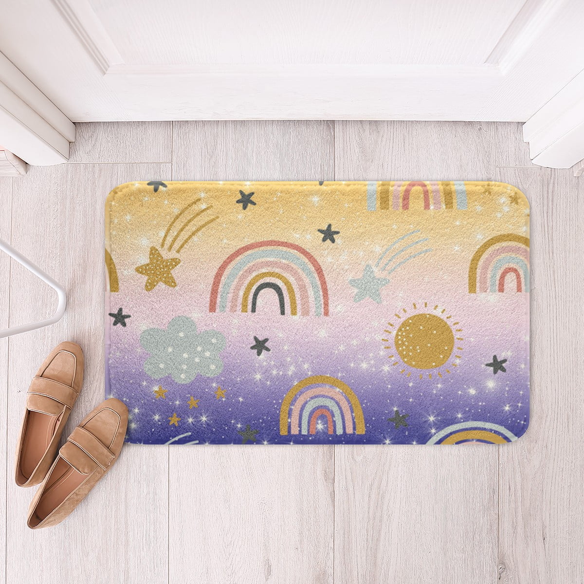 Erosebridal Rainbow Bathroom Rugs, Pastel Ombre Glitter Doormats Floor ...