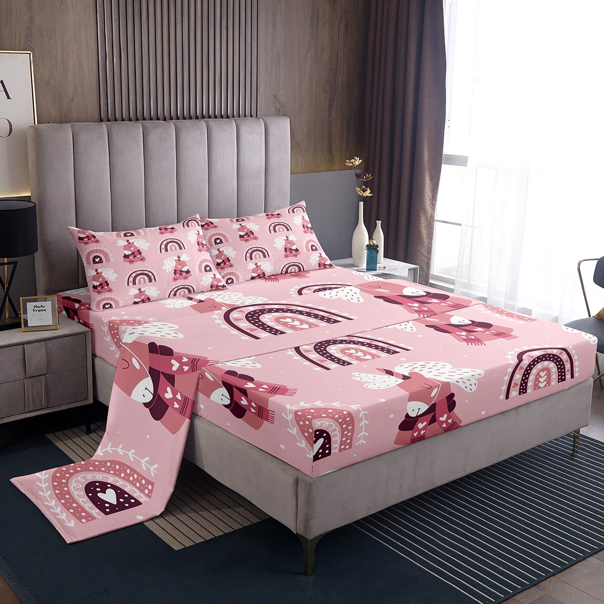 YST Girls Rainbow Sheet Set Cute Rainbow Horse Bed Sheets Set Twin Size ...