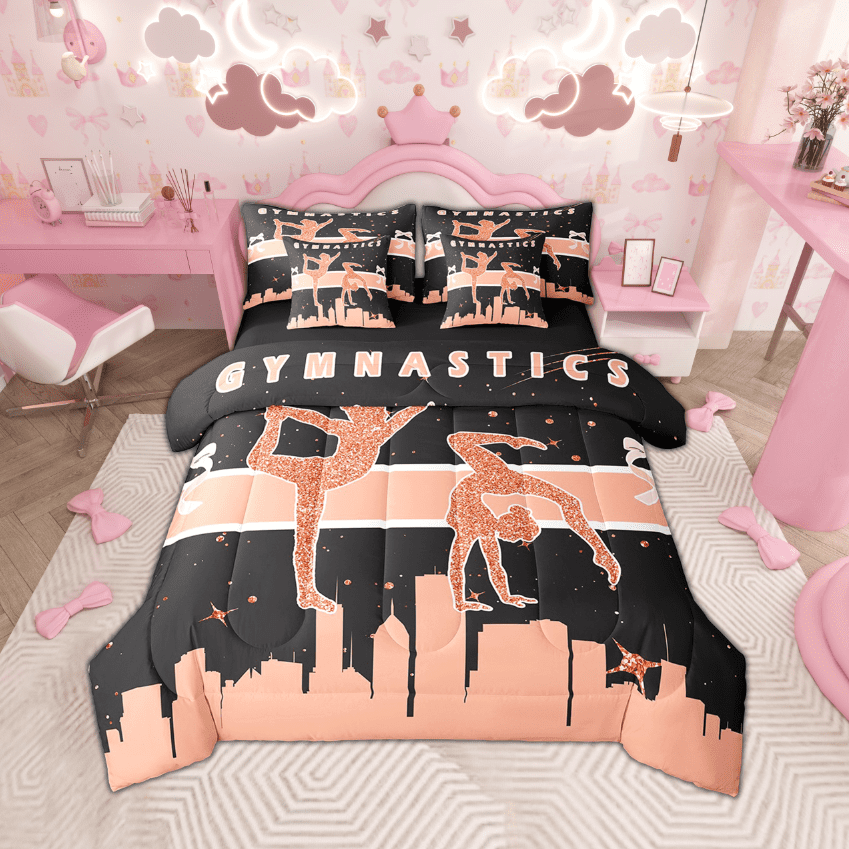 Sport Bedding Full Size 7-Piece Gymnast Comforter Set, Gymnastics Dance ...