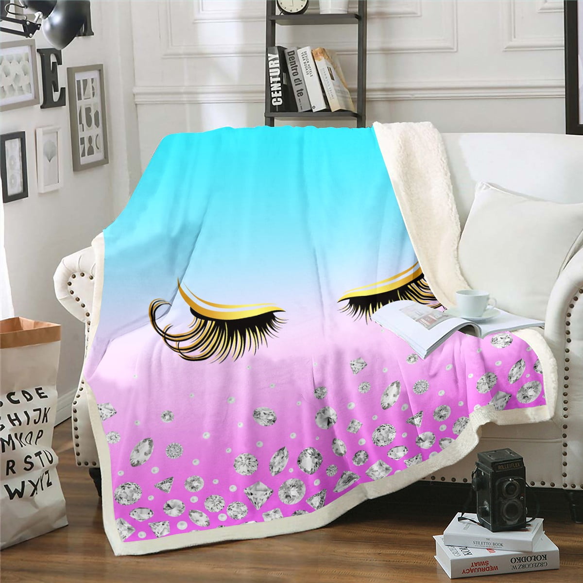 Throw Blanket Gorgeous Golden Eyelash Fleece Blanket Pretty Makeup ...