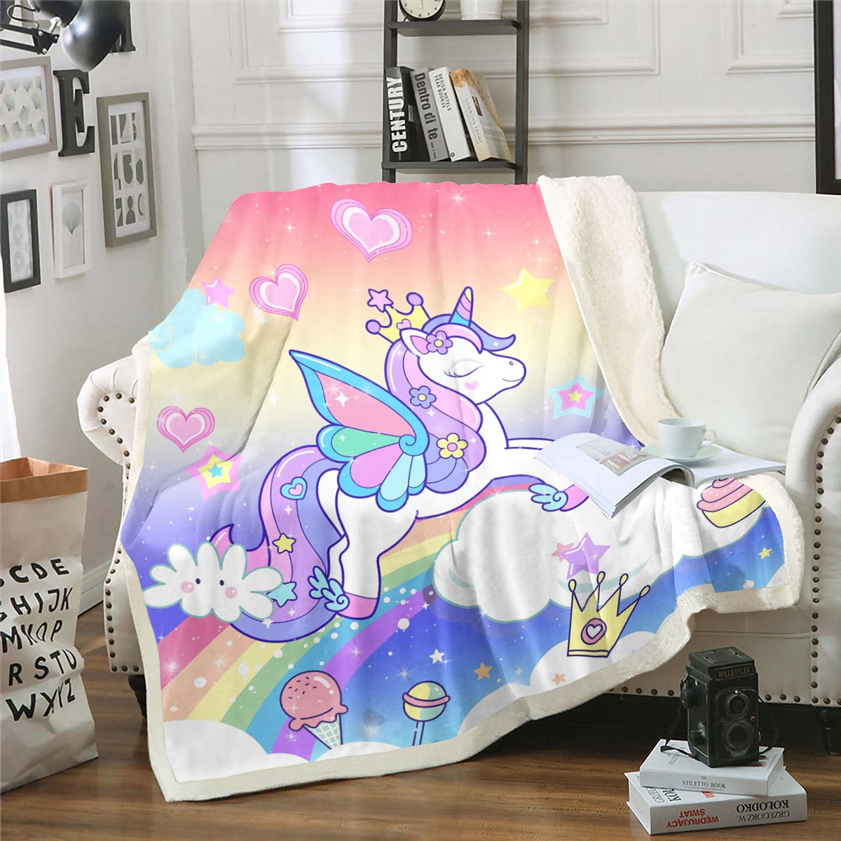 Unicorn Fleece Blanket 40"X50" Cute Unicorn Throw Blanket For Bed Couch ...