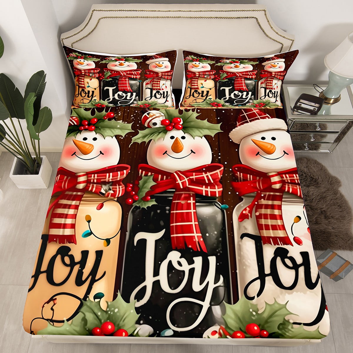 YST Girls Xmas Snowman Bedding Set 2 Piece, Merry Christmas Fitted ...