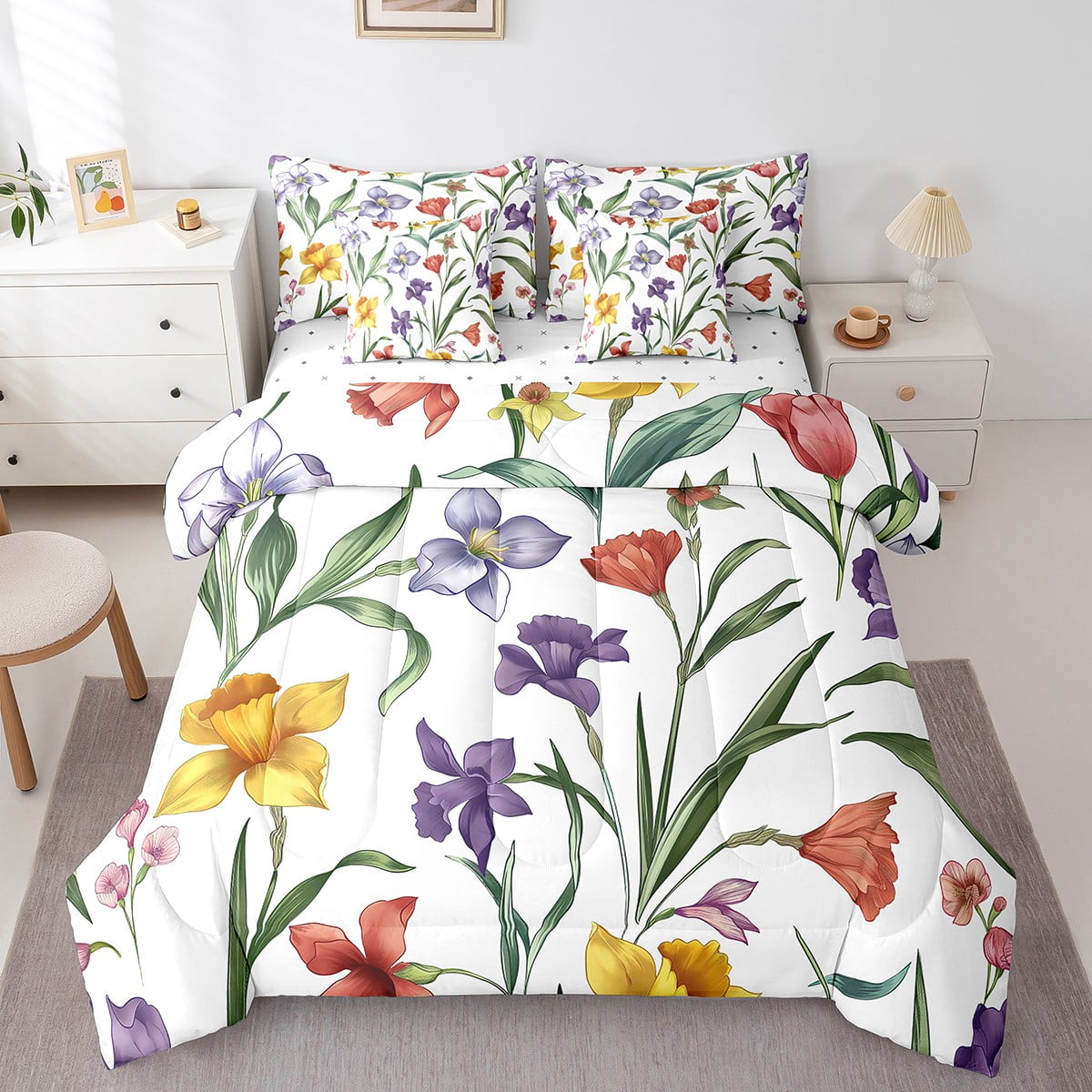 Girly Lily Bed In A Bag 7 Piece Queen,Spring Garden Floral Flowers ...