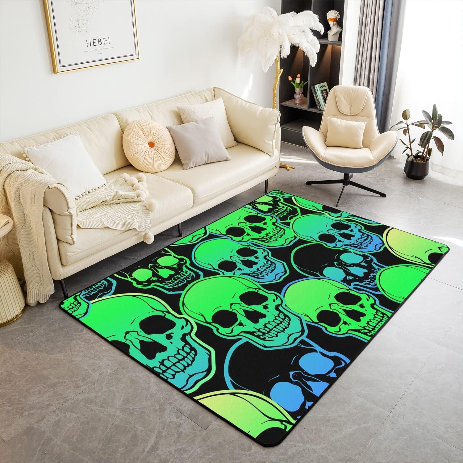 Glowing Green Area Rug for Bedside Living Room Bedroom, Hippy Death ...