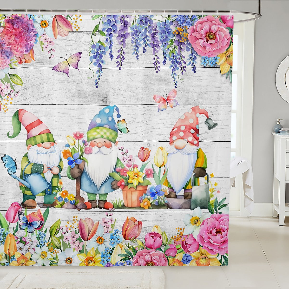 Gnomes Shower Curtain,Cartoon Dwarf Bathroom Shower Curtain 72x72 ...