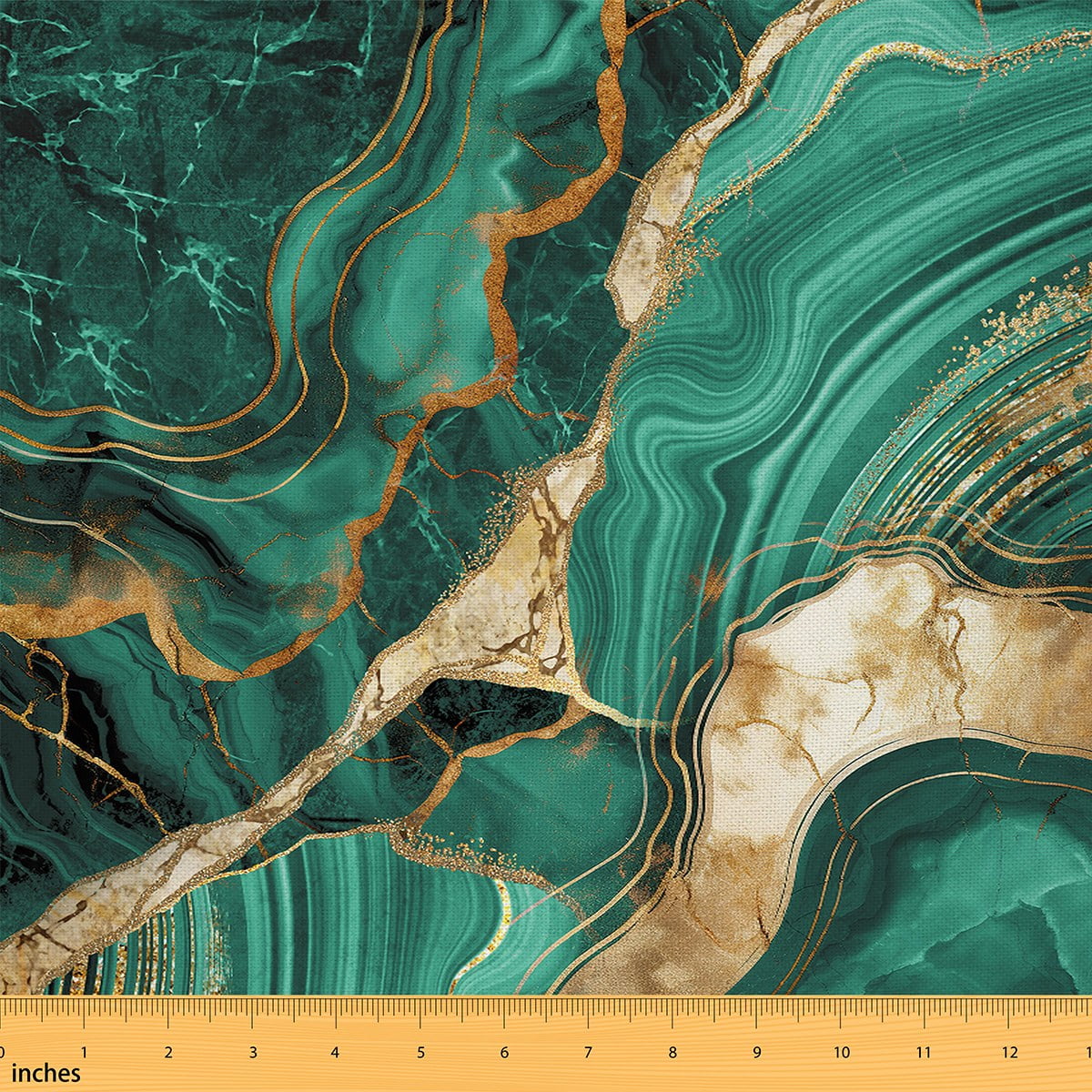 YST Gold Teal Marble Fabric By The Yard, Marbling Crack Upholstery Fabric, Abstract Metallic ...