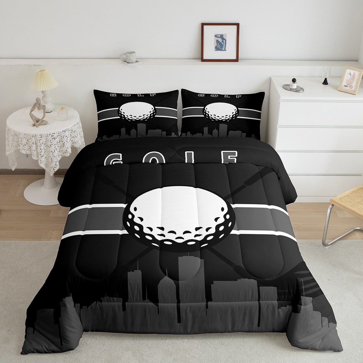 YST Golf Bedding Set Queen for Men Golf Printed Comforter Set for Boys ...