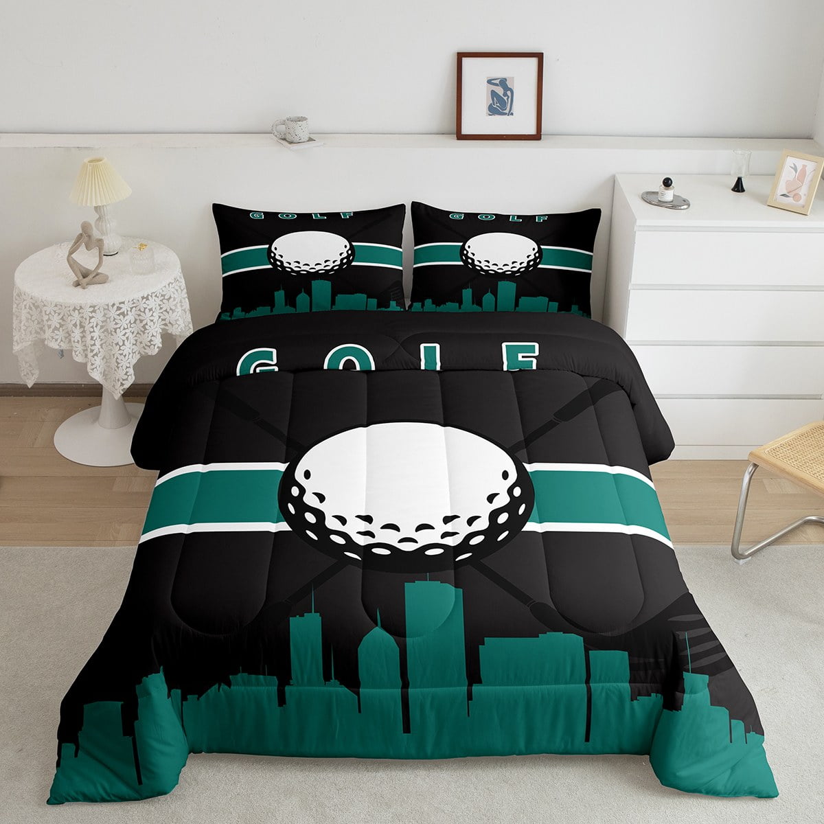YST Golf Comforter Set Queen Golf Print Bedding Set for Boys Girls ...