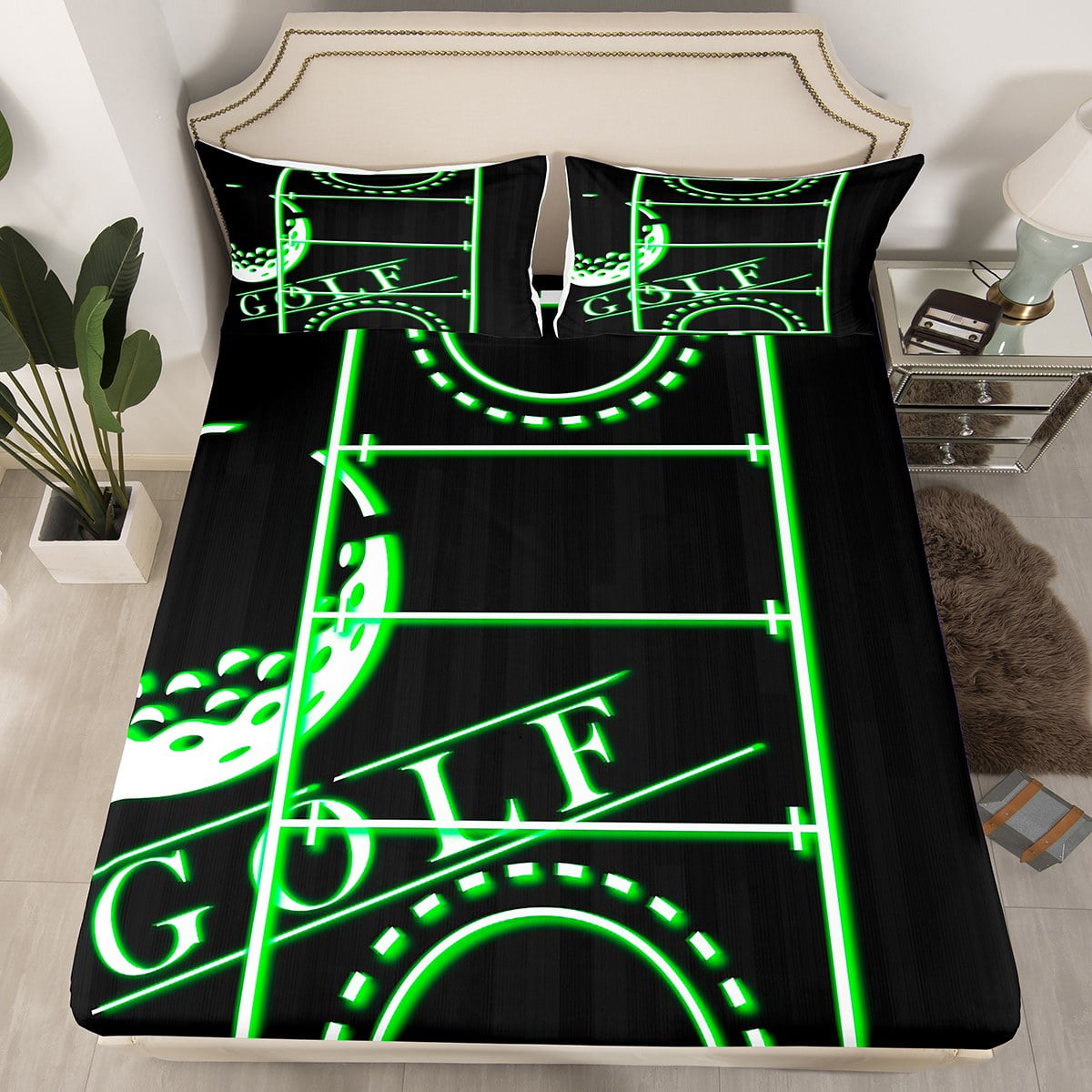 Erosebridal Golf Themed Queen Sheets for Men Black Green Bed Sheets ...