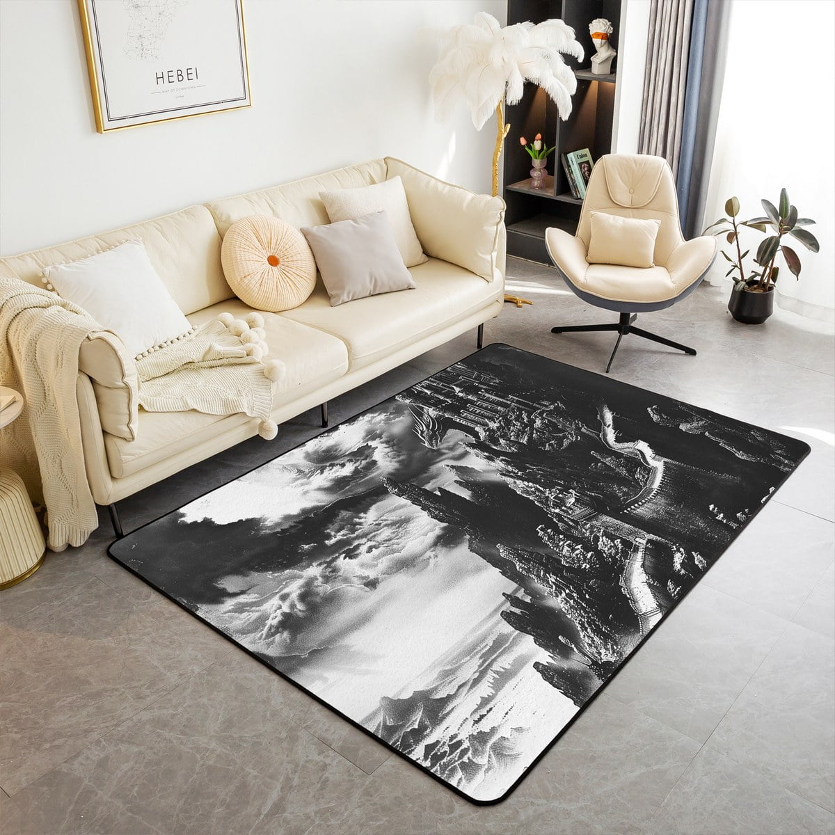 Erosebridal Gothic Area Rugs 3x5 Dragon Carpet Fantasy Castle Dark Sky ...