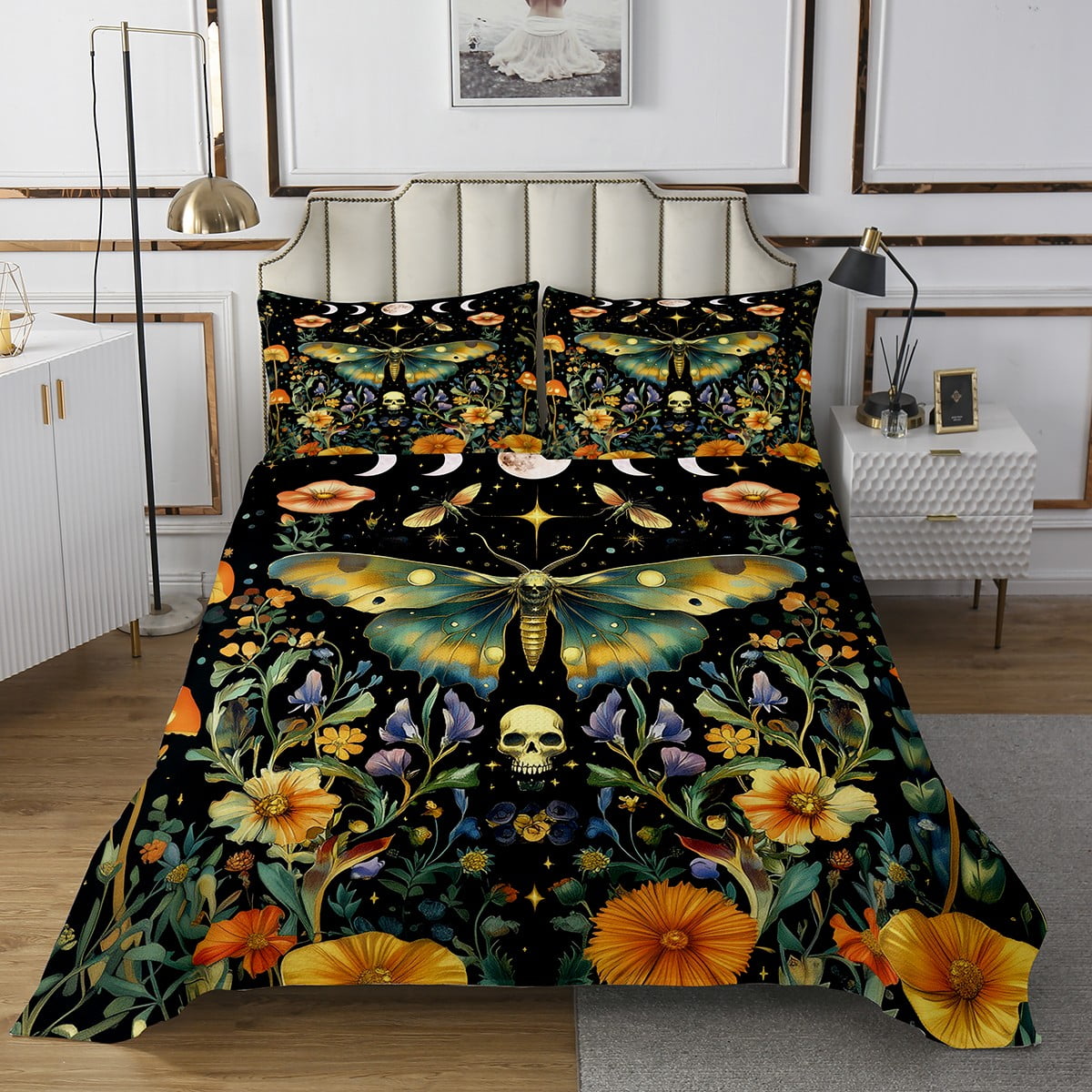 YST Gothic Moth Coverlet Set For Girls Woman Adults Bedroom Decor ...