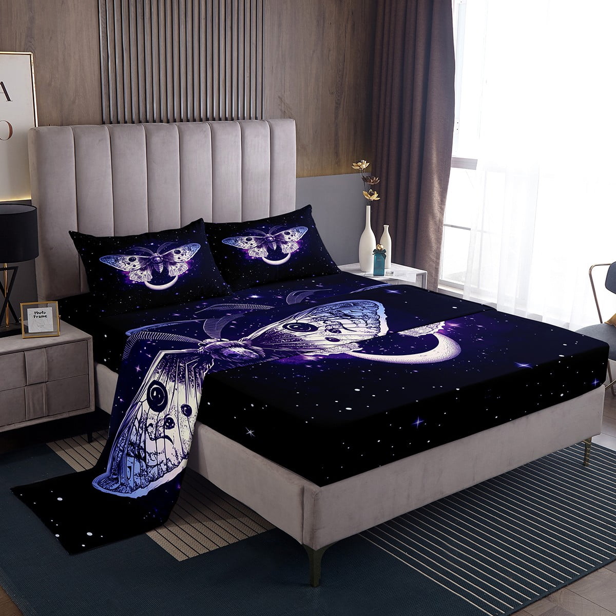 YST Gothic Moth Sheets Full Size, Starry Sky Sheet Set Halloween Horror ...