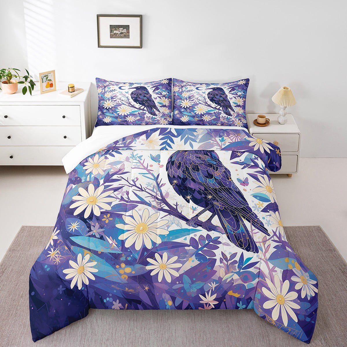 Gothic Raven Bedding Set, Halloween Crow Comforter Set Teens Adult ...