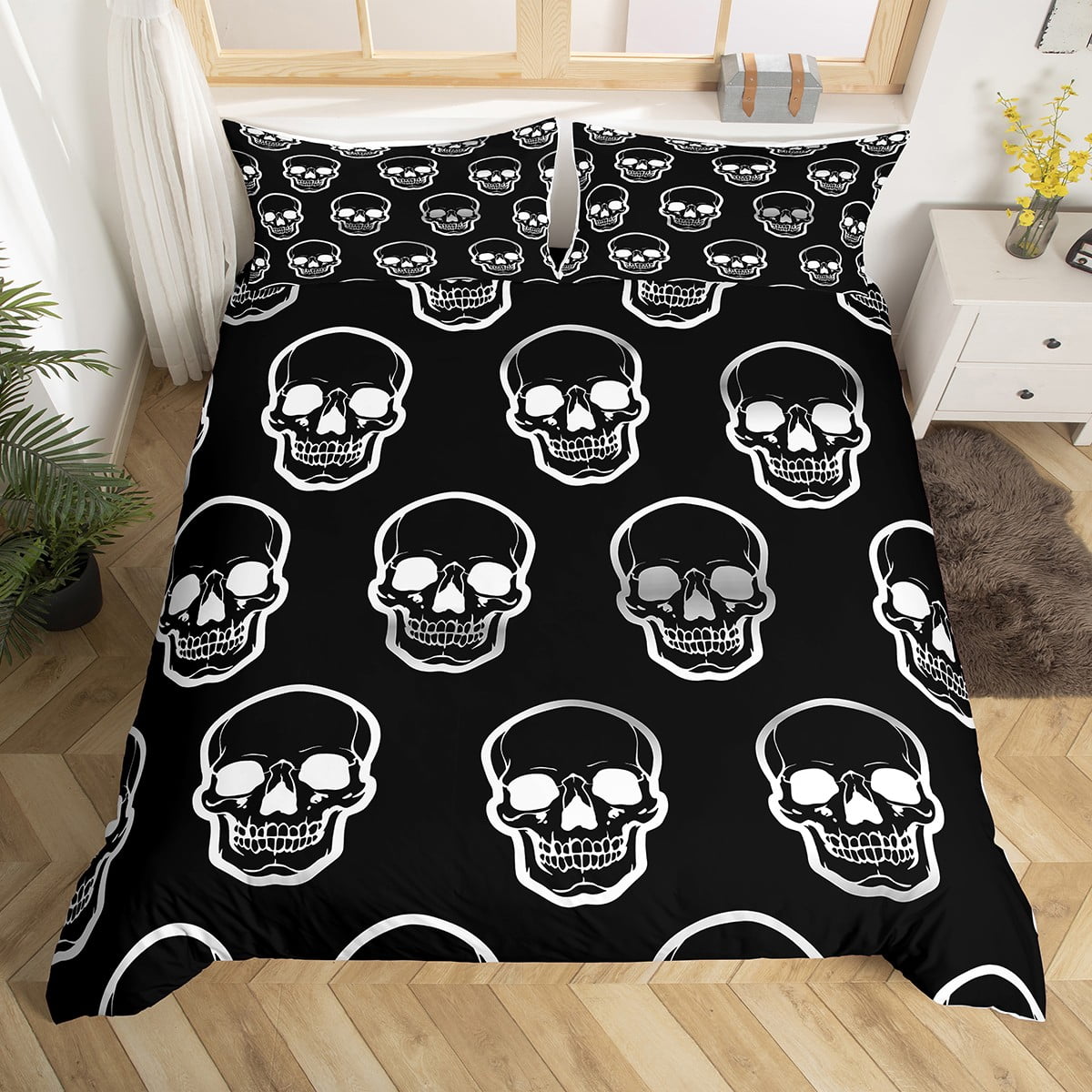 Erosebridal Gothic Skull Bedding Sets Twin Sugar Skull Skeleton ...