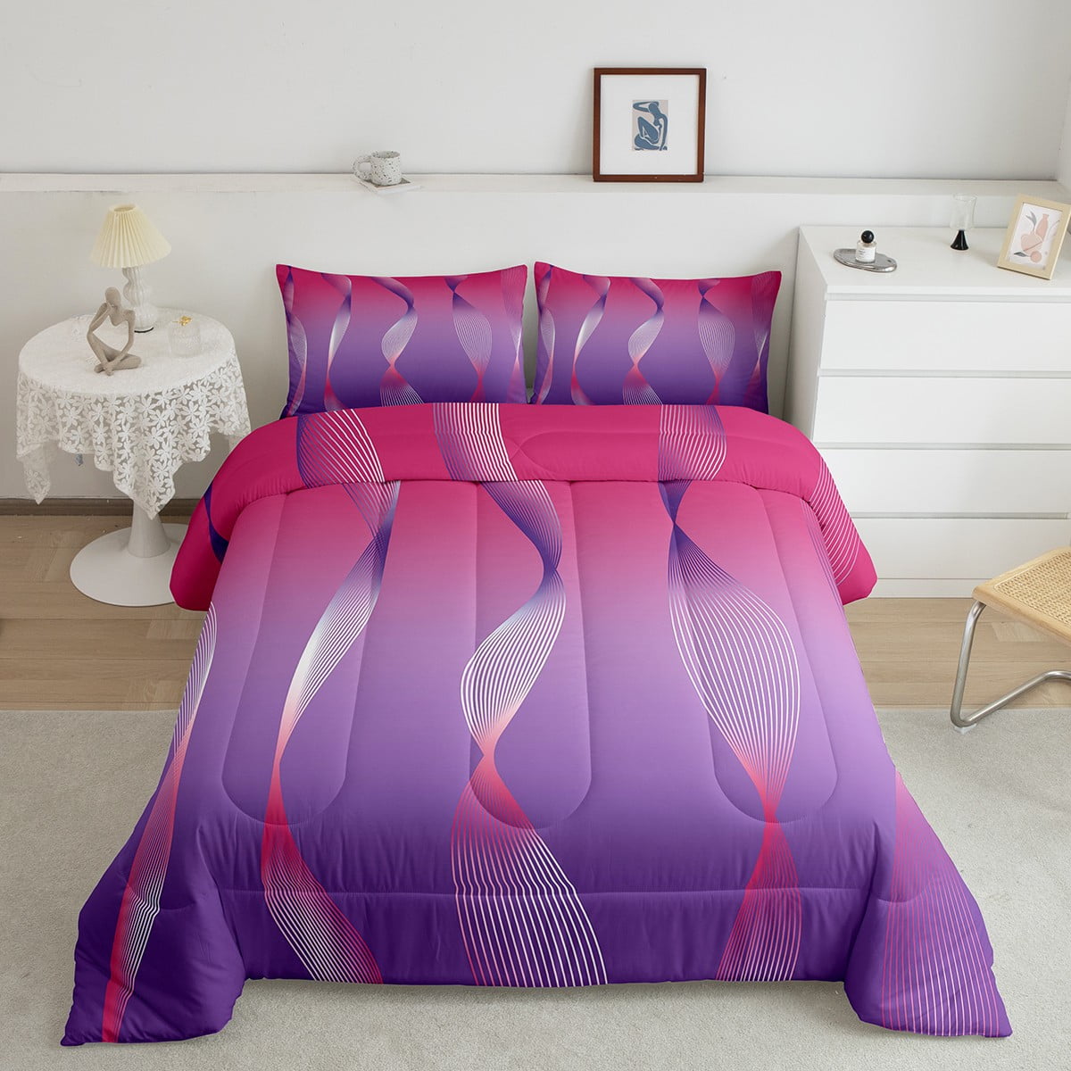 Gradient Gradient Pink to Purple Bedding Set Ombre Comforter Set ...