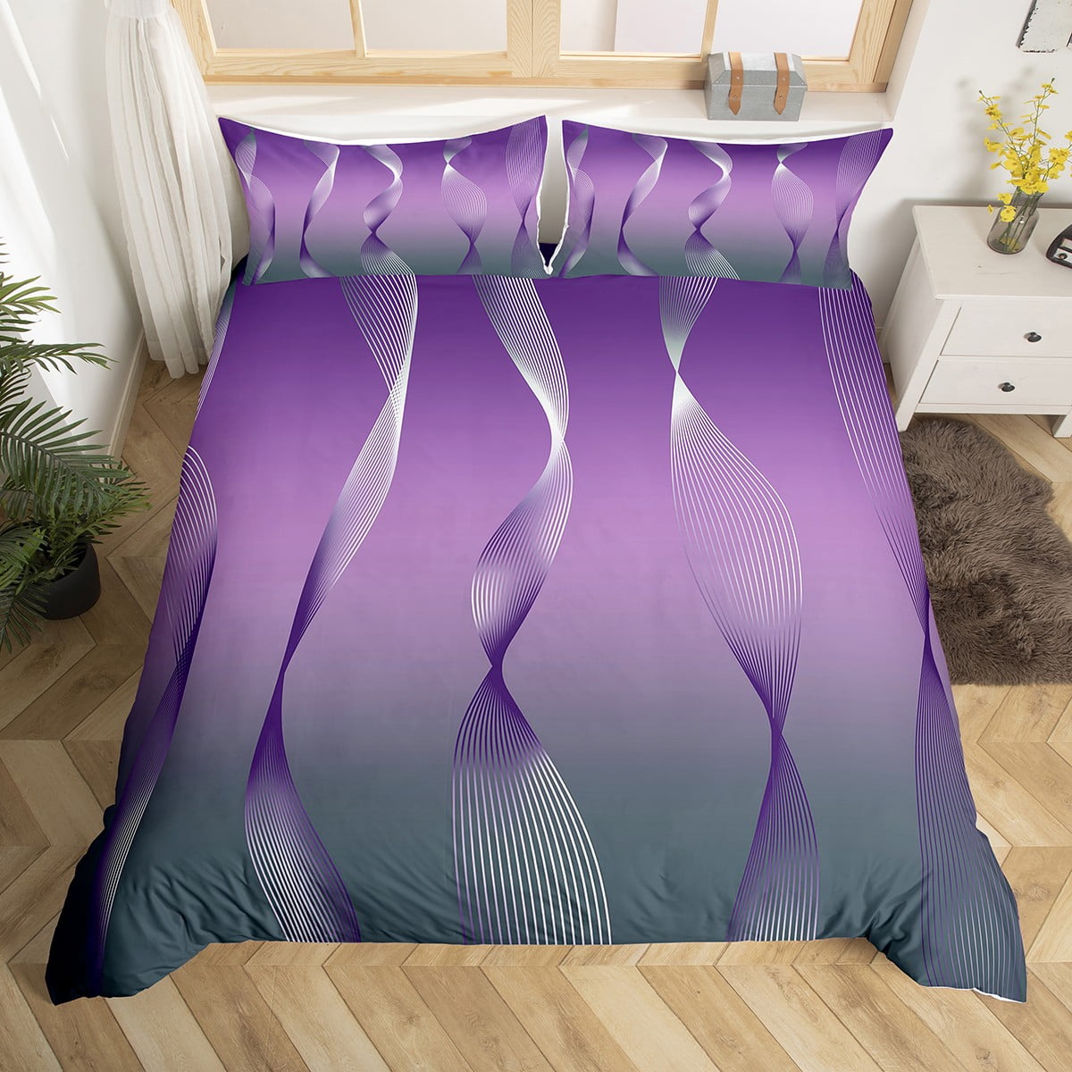 Erosebridal Gradient Gradient Purple to Gray Bedding Sets,Irregular ...