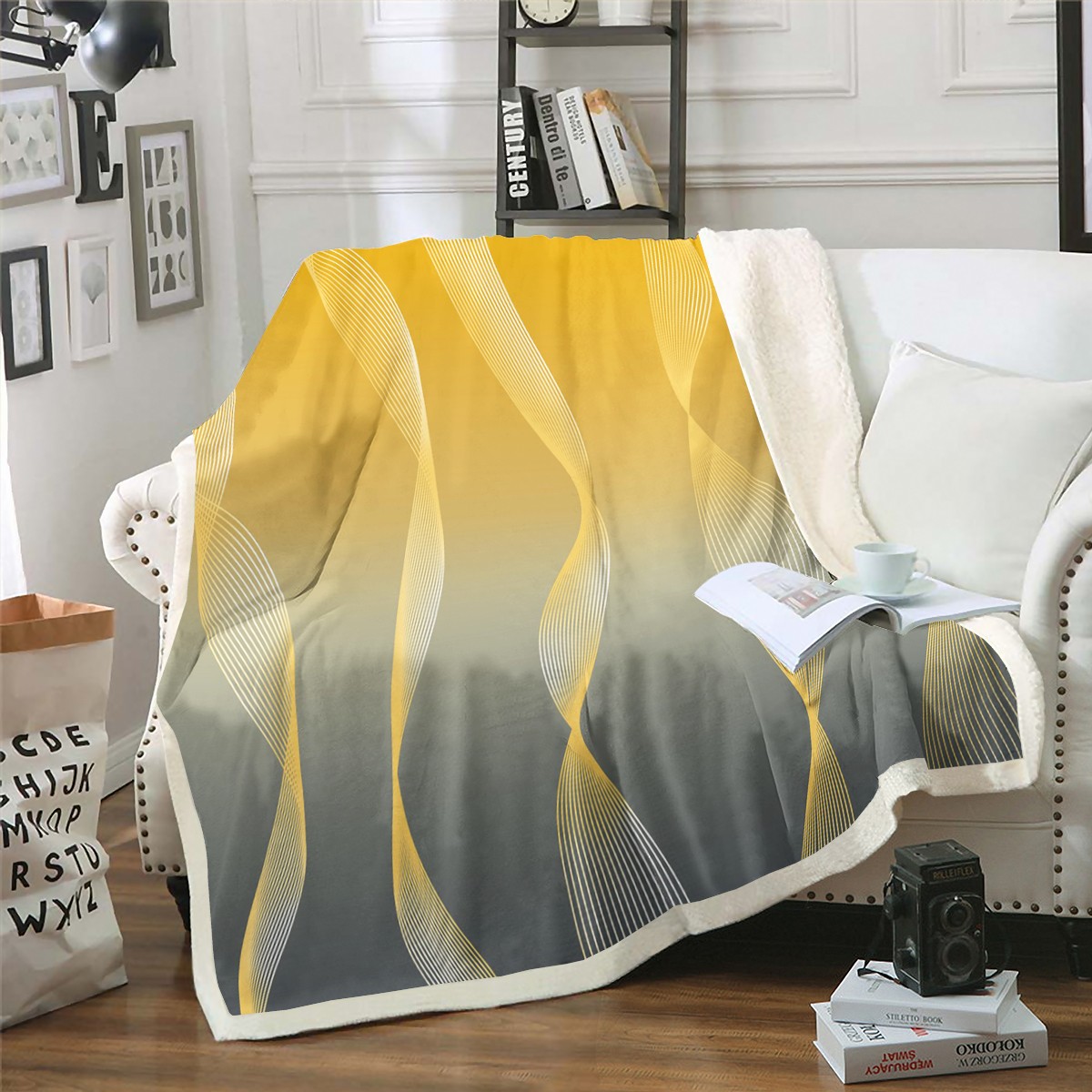 Gradient Gradient Yellow to Grey Blanket Ombre 30"x40" Throw Blanket ...